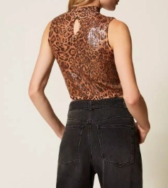 TWINSET Leopard-print Sequin-embellished Top