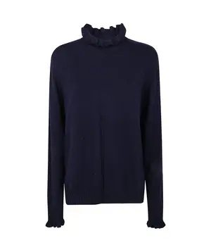 TWINSET Ruched Cuff High Neck Knitted Jumper