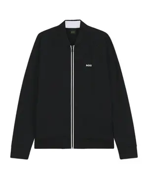 Hugo Boss Triangle-jacquard Zip-up Sweatshirt With Rubberised Logo