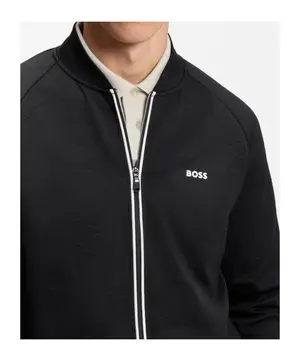 Hugo Boss Triangle-jacquard Zip-up Sweatshirt With Rubberised Logo