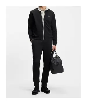 Hugo Boss Triangle-jacquard Zip-up Sweatshirt With Rubberised Logo