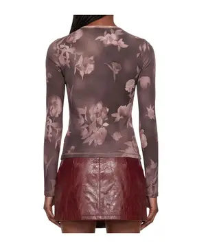 DIESEL® Floral Printed Long-sleeved Ribbed Top
