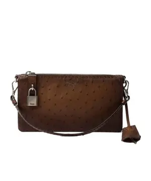 Prada Prada Antiqued Ostrich Leather Mini-Bag Tobacco