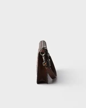 Prada Antiqued Ostrich Leather Mini-bag - Tobacco