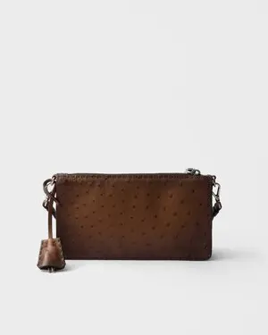 Prada Antiqued Ostrich Leather Mini-bag - Tobacco