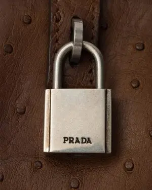 Prada Antiqued Ostrich Leather Mini-bag - Tobacco