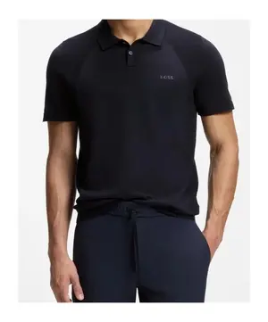 Hugo Boss Cotton-blend Knit Polo With Bodymapping Structure