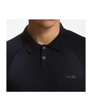 Hugo Boss Cotton-blend Knit Polo With Bodymapping Structure