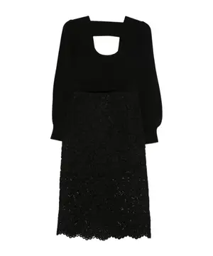 TWINSET Knit Lace Midi Dress