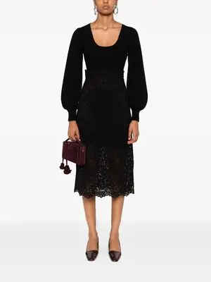 TWINSET Knit Lace Midi Dress
