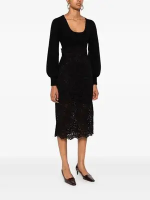 TWINSET Knit Lace Midi Dress