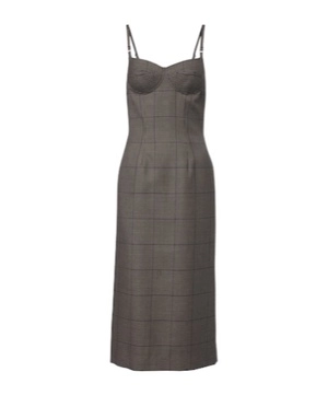 MUGLER Houndstooth Wool Midi Dress