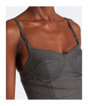 MUGLER Houndstooth Wool Midi Dress