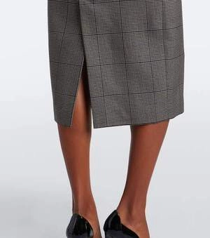 MUGLER Houndstooth Wool Midi Dress