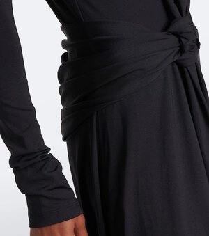 Victoria Beckham Letice Gathered Turtleneck Jersey Midi Dress