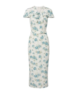 Alessandra Rich Caped Floral Silk Midi Dress
