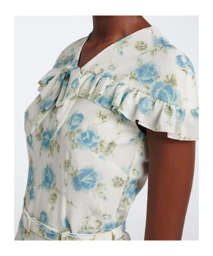 Alessandra Rich Caped Floral Silk Midi Dress