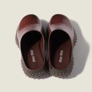Miu Miu Leather Mules - Brown