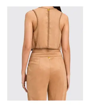 TWINSET Embroidered Suede Waistcoat