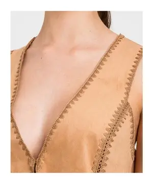 TWINSET Embroidered Suede Waistcoat