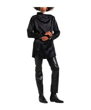 MAISON MARGIELA Denim Satin Long Sleeve Top