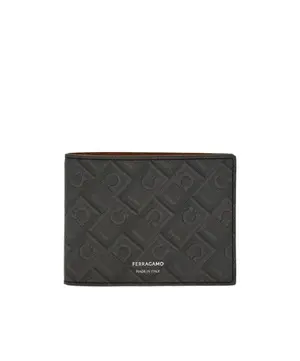 FERRAGAMO Monogram Wallet - Black/gray/rust