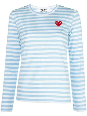 Play Comme Des Garcon Striped Long Sleeve Top - Blue