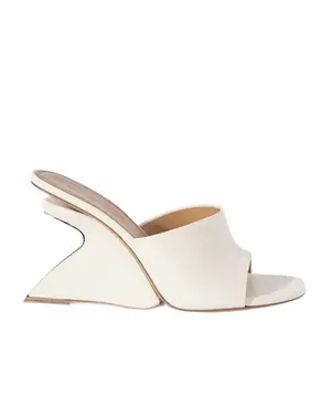 Off-White Jug Open Toe Wedged Mules - White