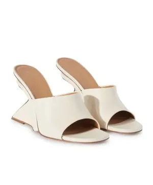 Off-White Jug Open Toe Wedged Mules - White