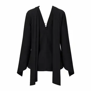 FRONT ROW SHOP Reversible Silk-blend Scarf Blouse
