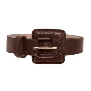 BELTBE Mini Square Narrow Leather Belt - Brown
