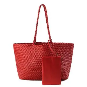 FRONT ROW SHOP Soleil Woven Large Tote - Red
