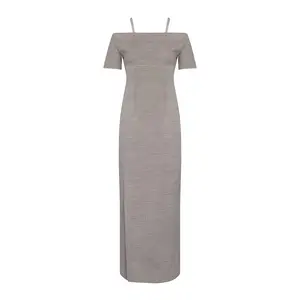 AYA DESIGN Primitive Off-shoulder Column Dress - Brown