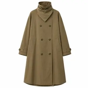 FRONT ROW SHOP Signature Scarf Trench Coat - Green