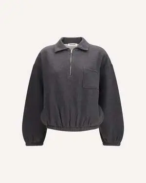 DARKPARK Alva Crop Quarter-zip Sweatshirt With Chest Pocket