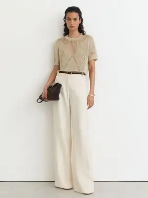 REISS Tamsin Metallic Argyle Open-knit Top - Gold