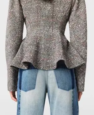 Stella McCartney Speckled Peplum Wool Jacket