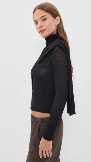 Enza Costa Sheer Bandana Turtleneck Tee