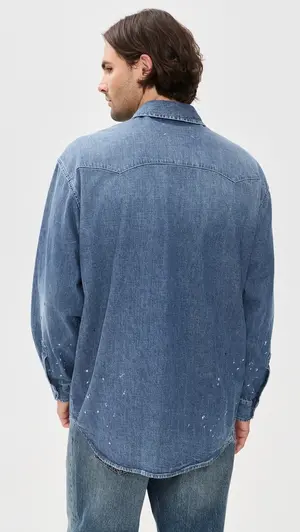 MAISON MARGIELA Bicolor Denim Button Down Shirt