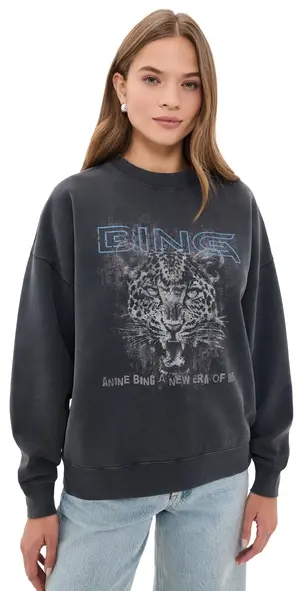 ANINE BING Miles Leopard Muse Sweatshirt