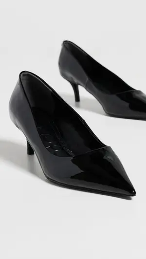 Sam Edelman Leather Patent Kitten Heel Pumps - Black