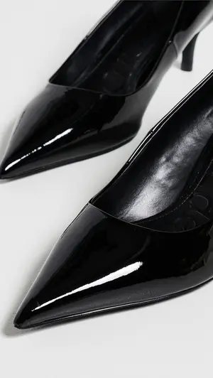 Sam Edelman Leather Patent Kitten Heel Pumps - Black
