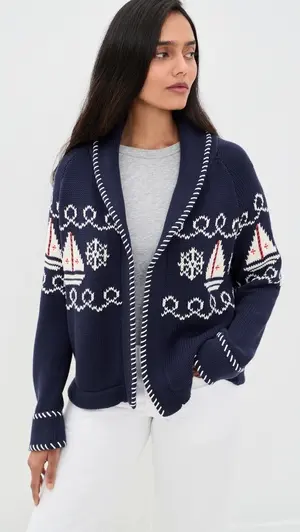 MAREA Nautical Intarsia Shawl Cardigan