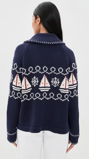 MAREA Nautical Intarsia Shawl Cardigan