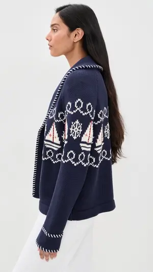 MAREA Nautical Intarsia Shawl Cardigan