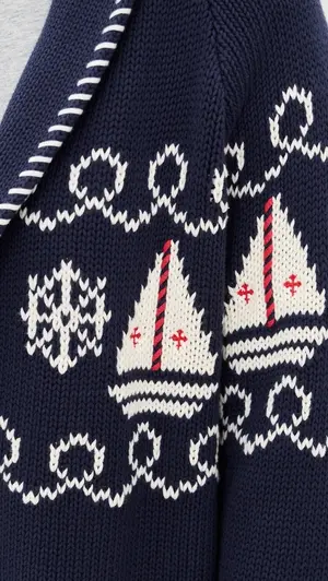MAREA Nautical Intarsia Shawl Cardigan