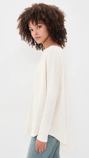 Free People Latte Blues Thermal Top