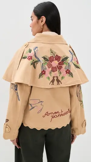 Farm Rio Twill Mini Trench Coat