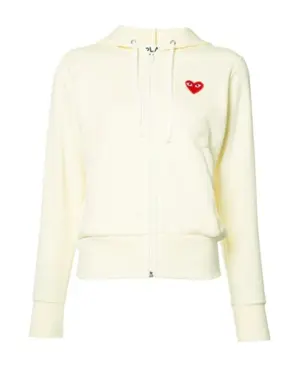 Play Comme Des Garcon Zip-up Drawstring Hoodie - White