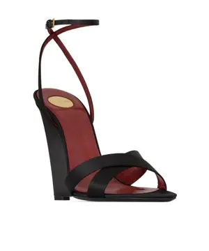 Saint Laurent Bibi Wedges In Satin Crepe